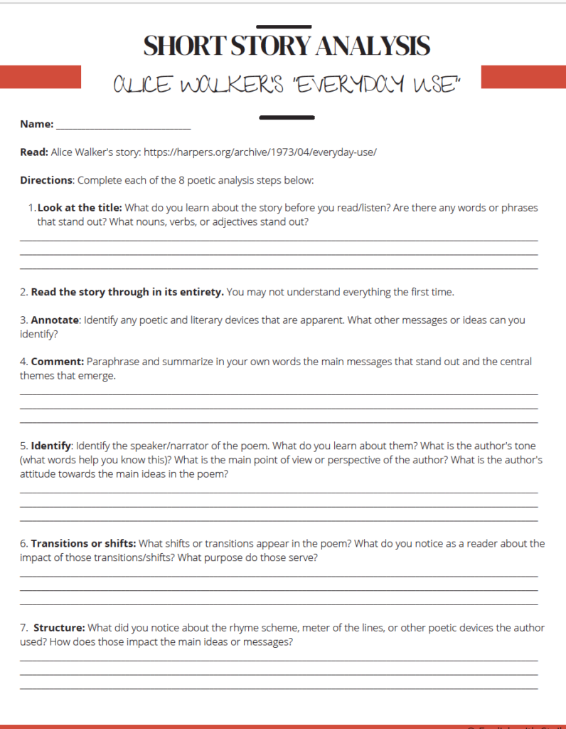 Catch Your Student's Attention With 'Everyday Use' by Alice Walker ...