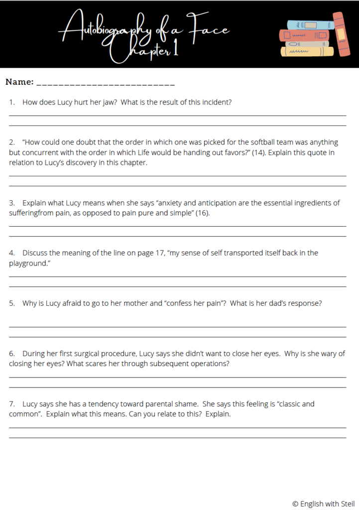 A complete guide to teaching "Autobiography of a Face" by Lucy Grealy ...