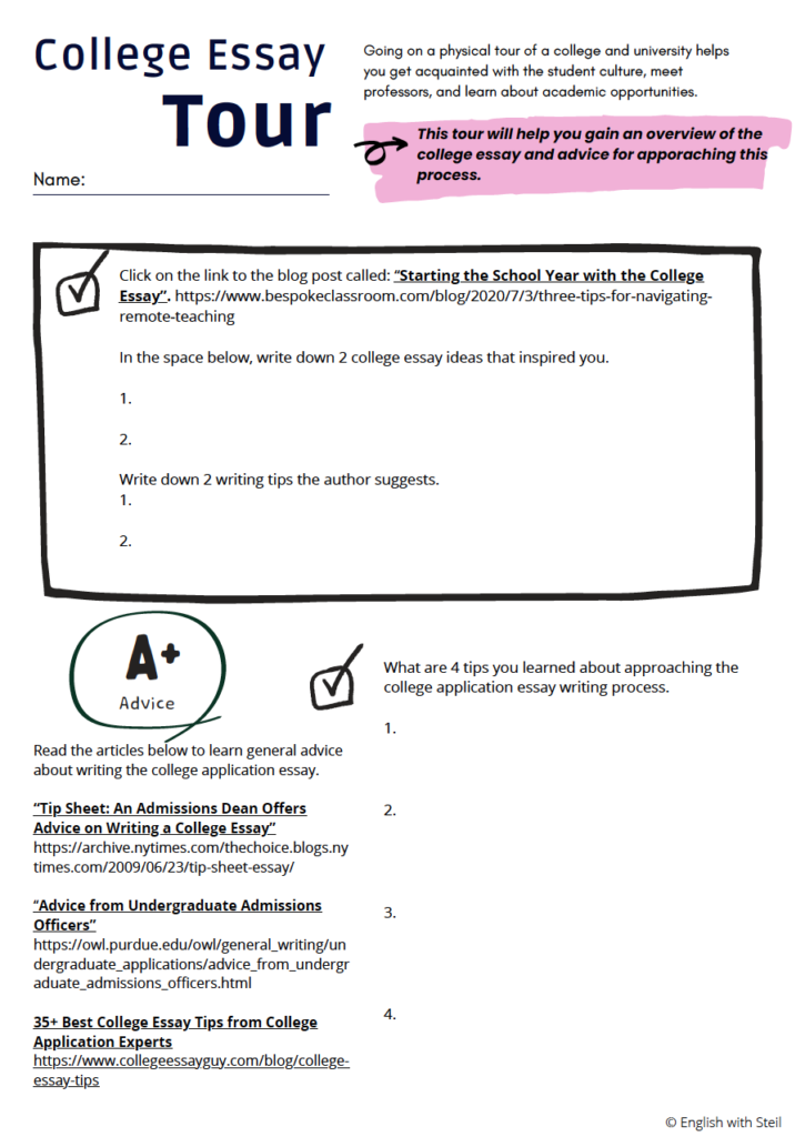 Empower Your Students to Write Standout College Essays - English with Steil